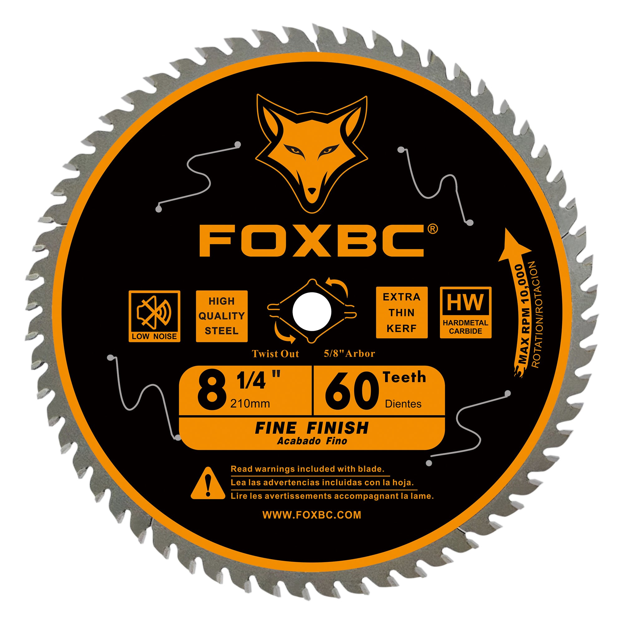 FOXBC 8-1/4 Inch Table Saw Blade 60 Tooth Fine Finish Wood Cutting wit